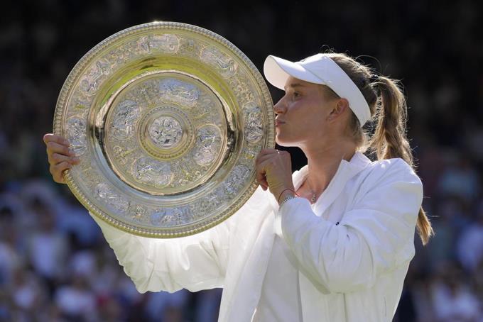 Elena Rybakina wins the women's trophy at Wimbledon