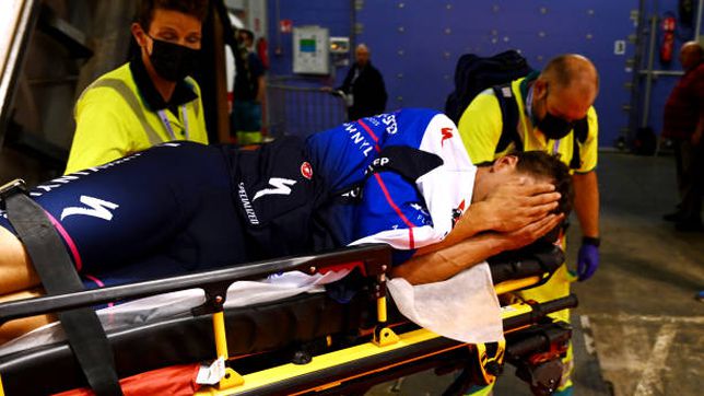 Hard fall of Stijn Steels in the Six Days of Ghent