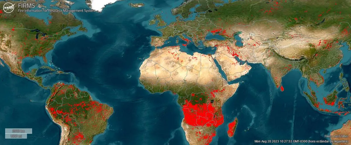 Real-time fire map: new NASA tool