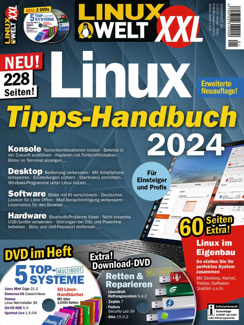 LinuxWelt XXL 1/2024 Linux Tips Manual 2024 – now at the kiosk