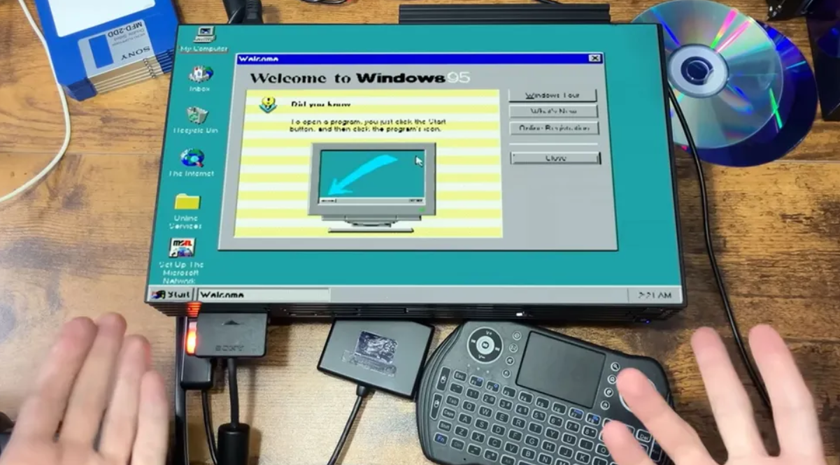 Youtuber Transforms PS2 into 1995 PC Running Windows 95 via Emulation