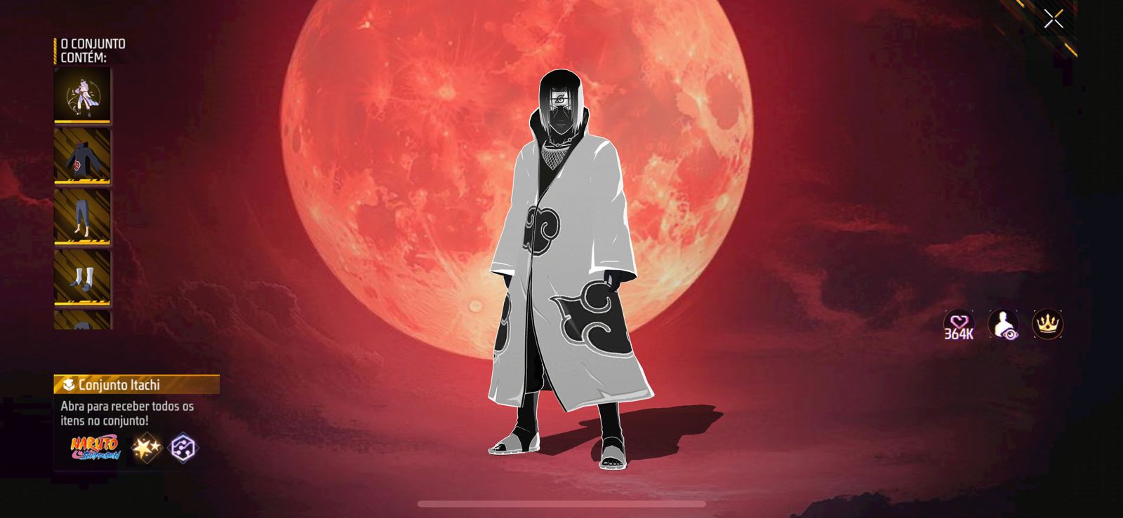 FF Itachi Uchiha Skin: How to Redeem in Naruto Crossover Event