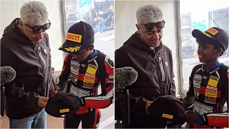 Superstar Ajith Kumar gets autograph from Chennai's 13-year-old racer Jaden Immanuel; video viral.